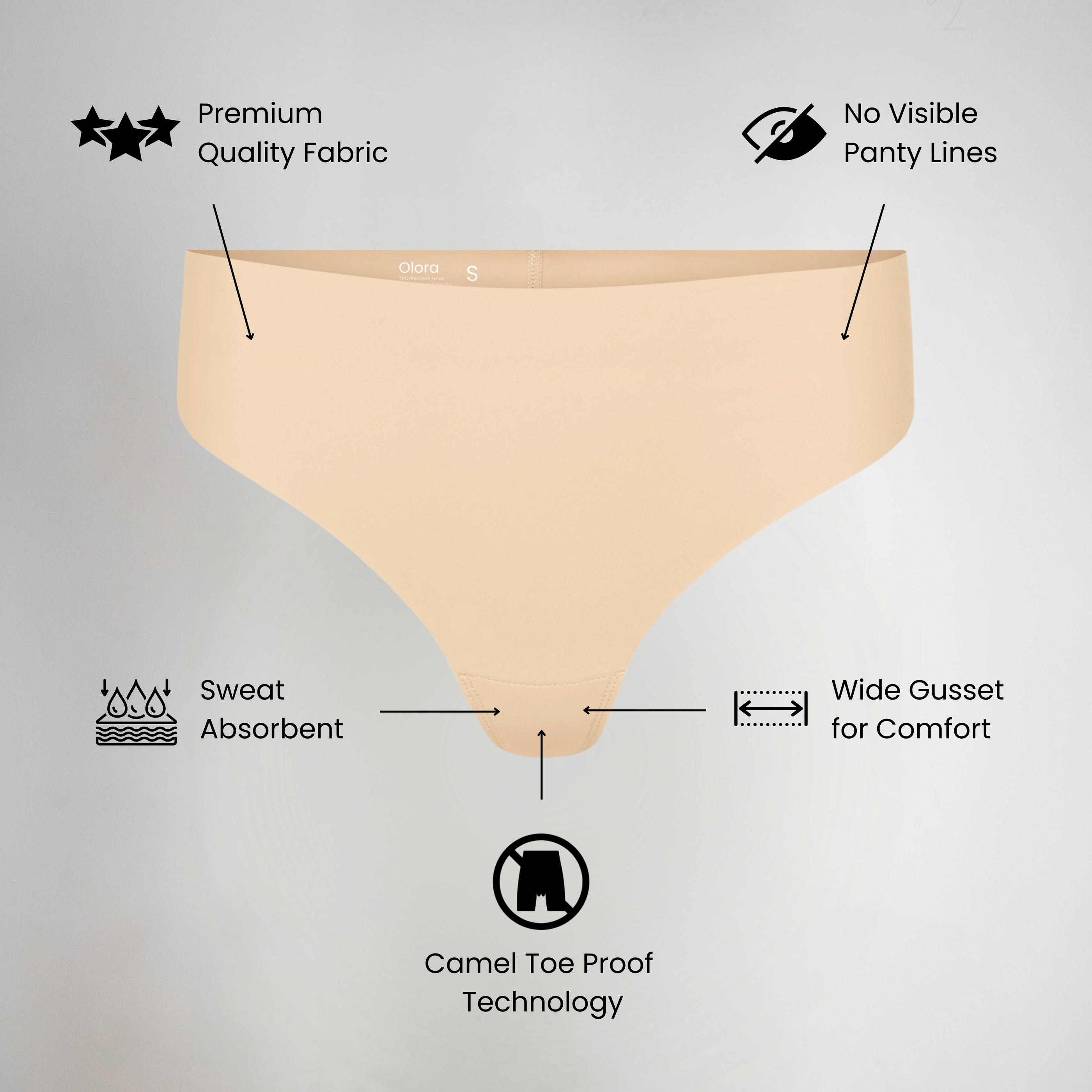 Olora Invisible Camel Toe Thong High Rise